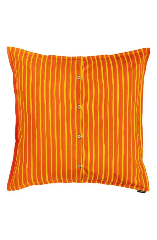 Marimekko Piccolo Stripe Cotton Pillow Cover - Orange