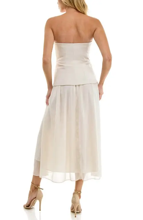 SOCIALITE Corset Strapless Mixed Media Maxi Dress