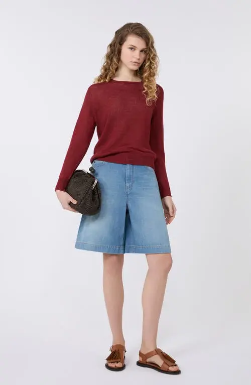 Max Mara Linen Crewneck Sweater - Cherry
