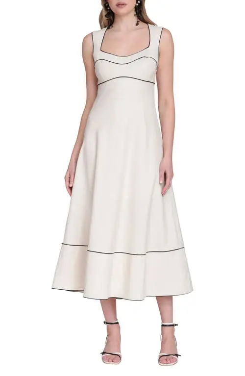 Avec Les Filles Contrast Pipe Sleeveless Midi Dress
