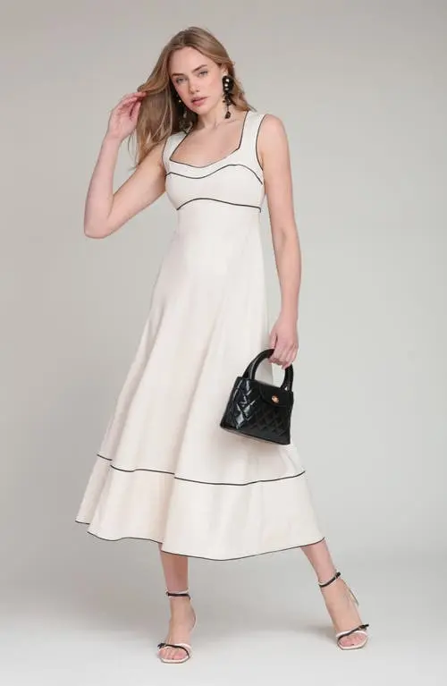 Avec Les Filles Contrast Pipe Sleeveless Midi Dress