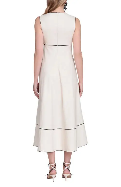 Avec Les Filles Contrast Pipe Sleeveless Midi Dress