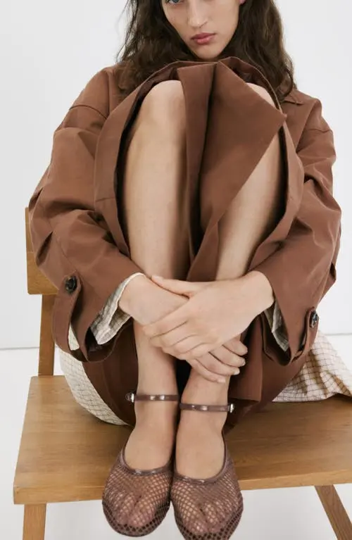 Mango Ankle Strap Ballet Flat - Chocolate
