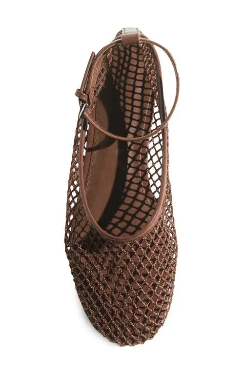 Mango Ankle Strap Ballet Flat - Chocolate