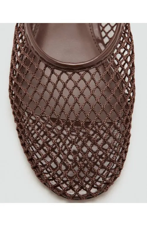 Mango Ankle Strap Ballet Flat - Chocolate