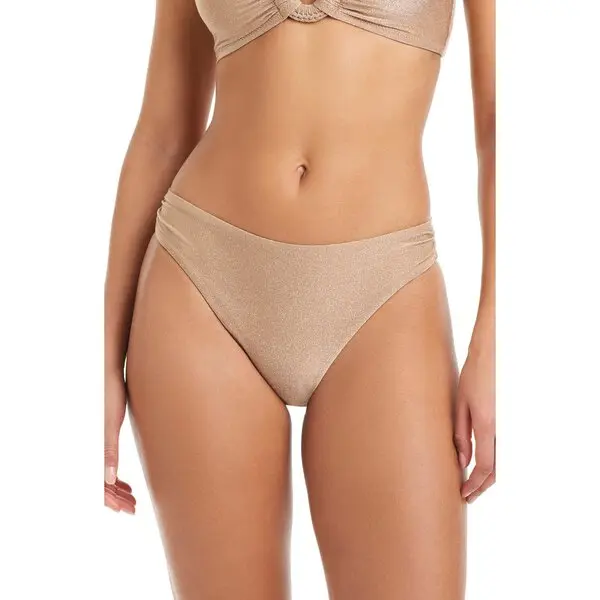 Sanctuary Shirred Hipster Bikini Bottoms - Toasted Coconut