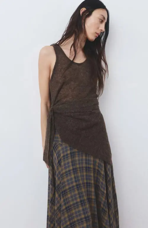 Mango Check Midi Skirt