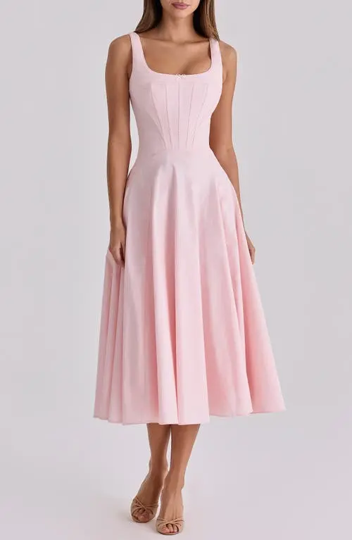 House Of Cb Lace-back Sleeveless Midi Dress - Pink