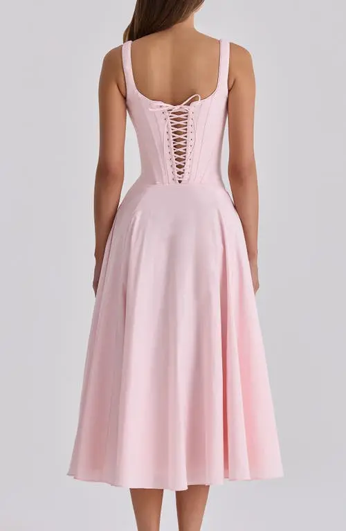 House Of Cb Lace-back Sleeveless Midi Dress - Pink