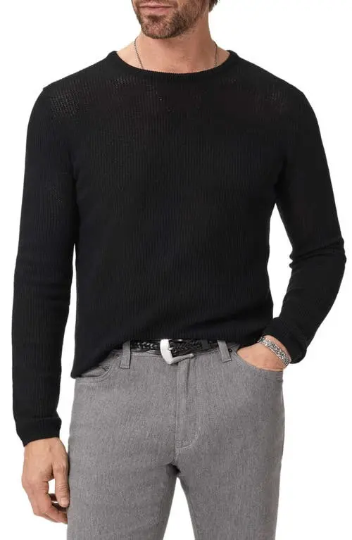 John Varvatos Montclair Mesh Stitch Organic Cotton Blend Sweater - Black