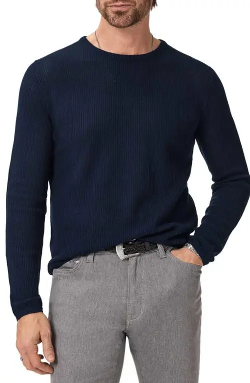 John Varvatos Montclair Mesh Stitch Organic Cotton-blend Sweater - Deep Blue
