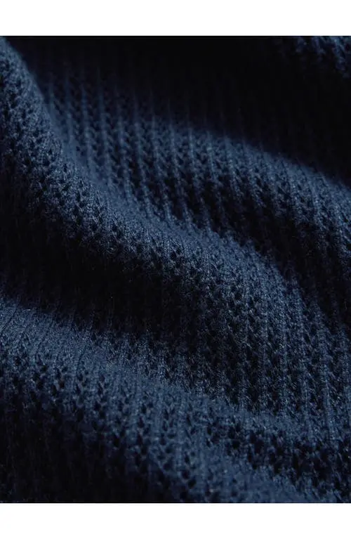 John Varvatos Montclair Mesh Stitch Organic Cotton-blend Sweater - Deep Blue