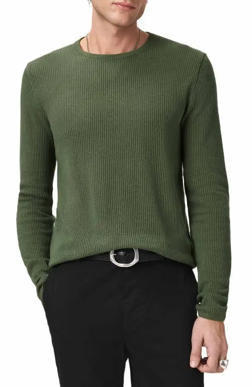 John Varvatos Montclair Mesh Stitch Organic Cotton-blend Sweater - Light Olive