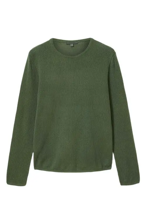 John Varvatos Montclair Mesh Stitch Organic Cotton-blend Sweater - Light Olive