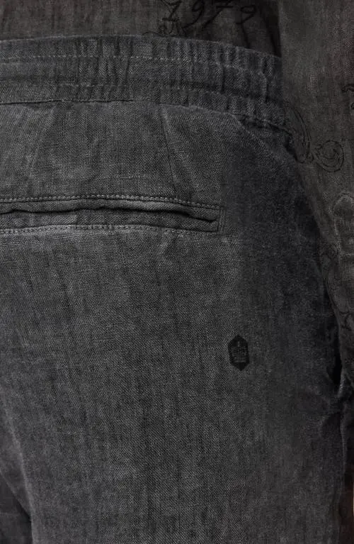 John Varvatos Daryl Linen Drawstring Shorts - Charcoal