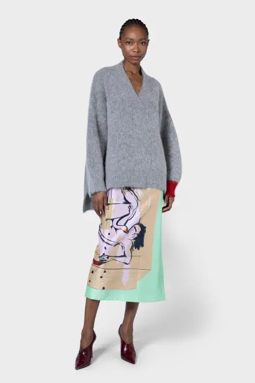 ROKSANDA Tehla V-neck Knitted Sweater - Light Grey