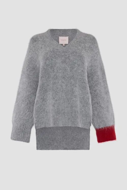ROKSANDA Tehla V-neck Knitted Sweater - Light Grey
