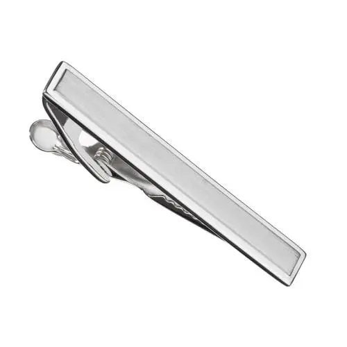 LINK UP Matte Shiny Tie Bar - Silver