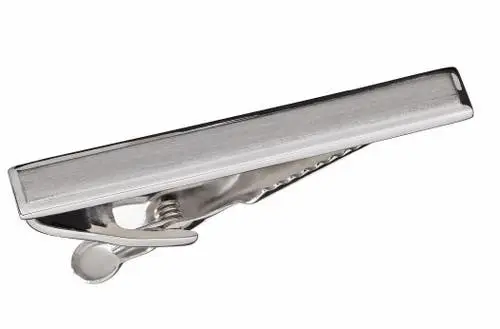 LINK UP Matte Shiny Tie Bar - Silver