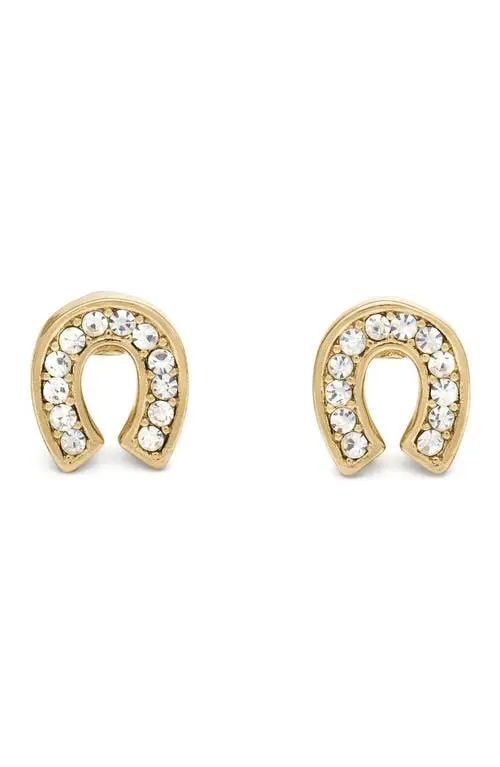 Kate Spade New York Pave Horseshoe Stud Earrings - Clear/gold
