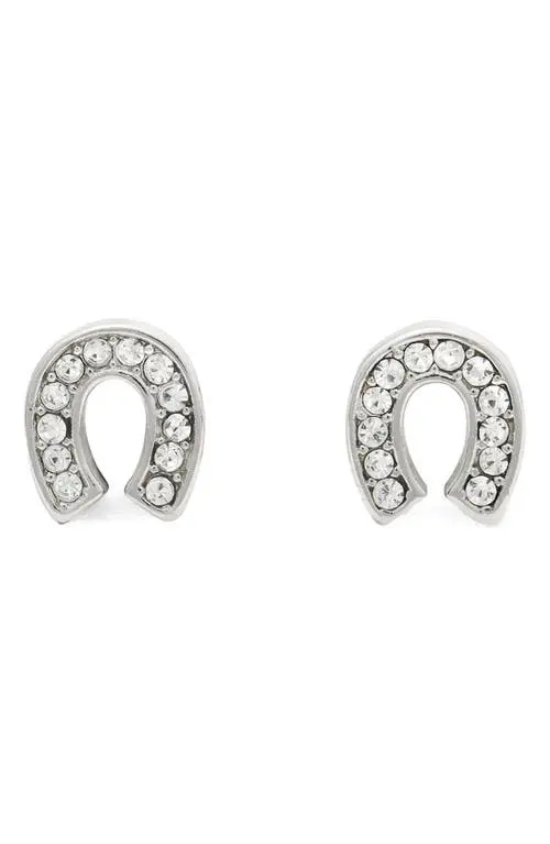 Kate Spade New York Pave Horseshoe Stud Earrings - Clear/silver