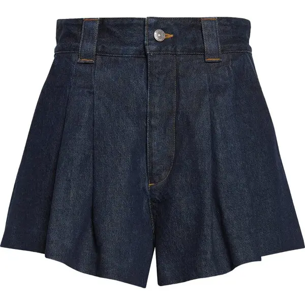 FRAME The Structural Pleated Denim Shorts - Rinse