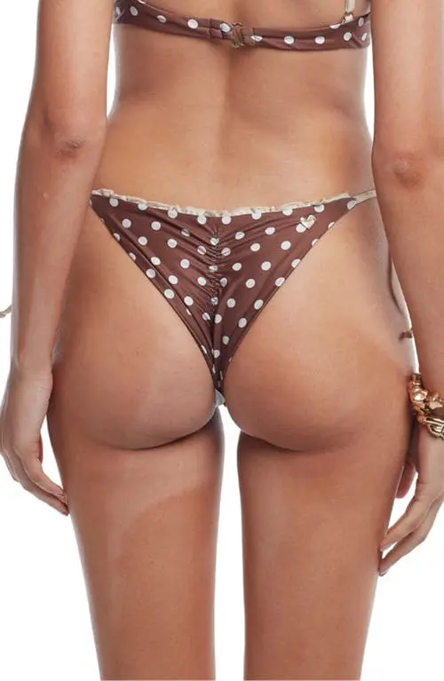 CAPITTANA Lily Polka Dot Ruffle Bikini Bottoms - Brown
