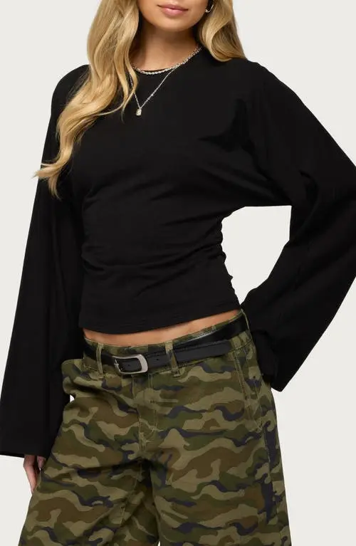 EDIKTED Charlisa Ruched Long Sleeve Crop Top