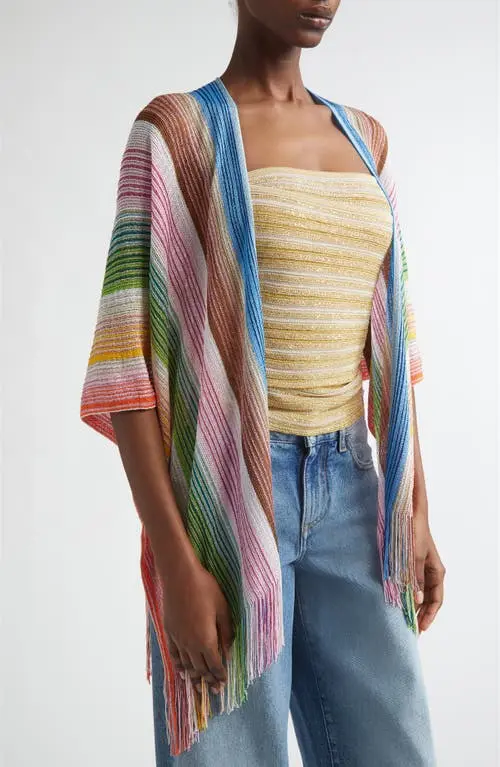 Missoni Stripe Fringe Trim Cape
