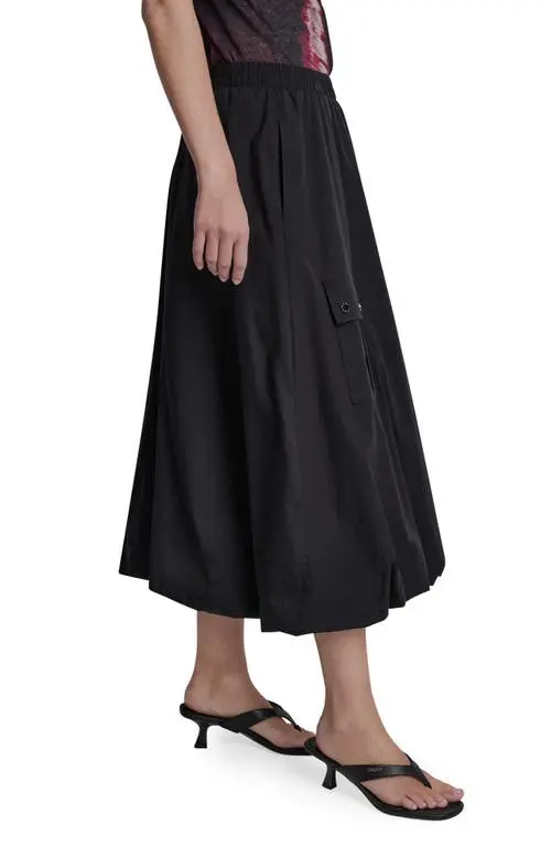 Dkny Cargo Poplin Bubble Midi Skirt - Black