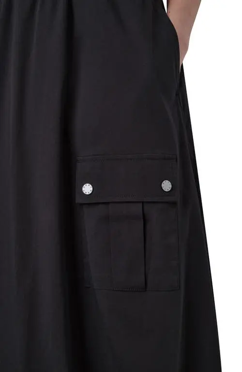 Dkny Cargo Poplin Bubble Midi Skirt - Black