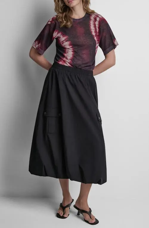 Dkny Cargo Poplin Bubble Midi Skirt - Black