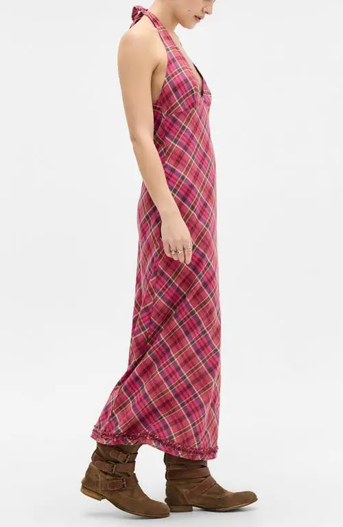 BDG URBAN OUTFITTERS Rita Plaid Halter Midi Dress