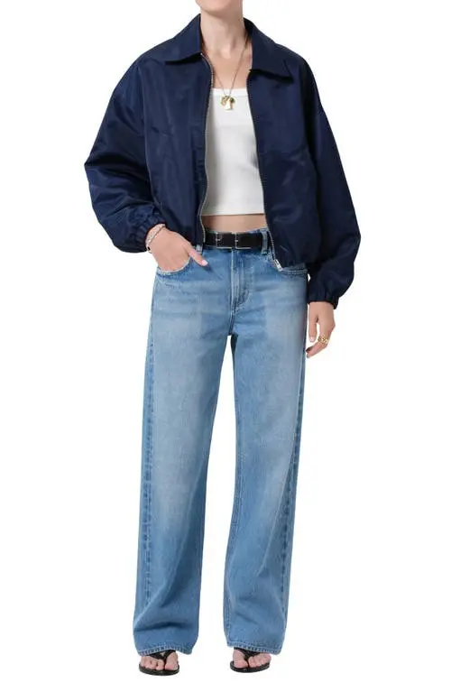 Citizens Of Humanity Bubble Hem Nylon Bomber Jacket - Navy