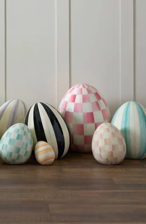 MACKENZIE-CHILDS Bubblegum Check Large Egg - Pink