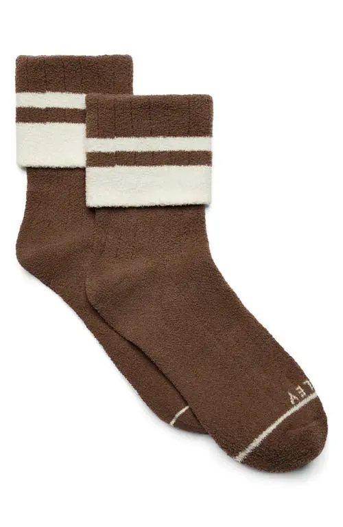 Varley Preston Bouclé Fold Over Crew Socks - Golden Bronze/egret