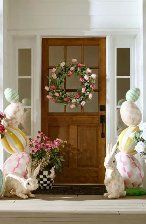 MACKENZIE-CHILDS Rosy Check Tulip 28-inch Wreath
