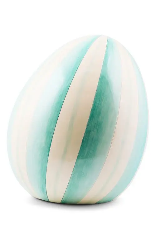 MACKENZIE-CHILDS Aqua Stripe Medium Egg - Blue