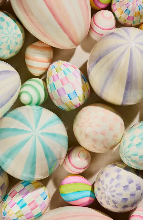 MACKENZIE-CHILDS Aqua Stripe Medium Egg