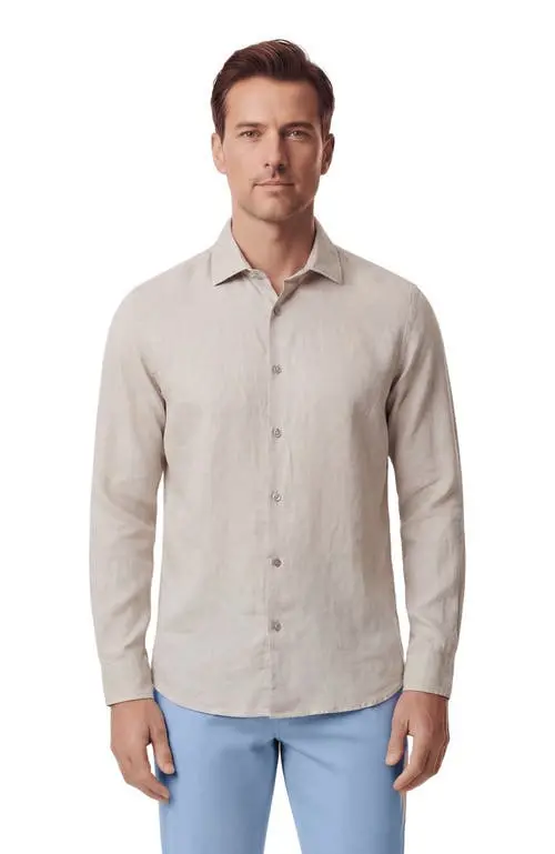 LORDS OF HARLECH Linen Long Sleeve Shirt - Natural