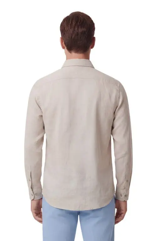 LORDS OF HARLECH Linen Long Sleeve Shirt - Natural