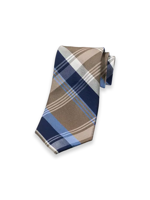 PAUL FREDRICK Patterned Woven Silk Neck Tie - Gold/blue