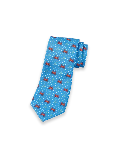 PAUL FREDRICK Patterned Woven Silk Neck Tie - Light Blue Multi
