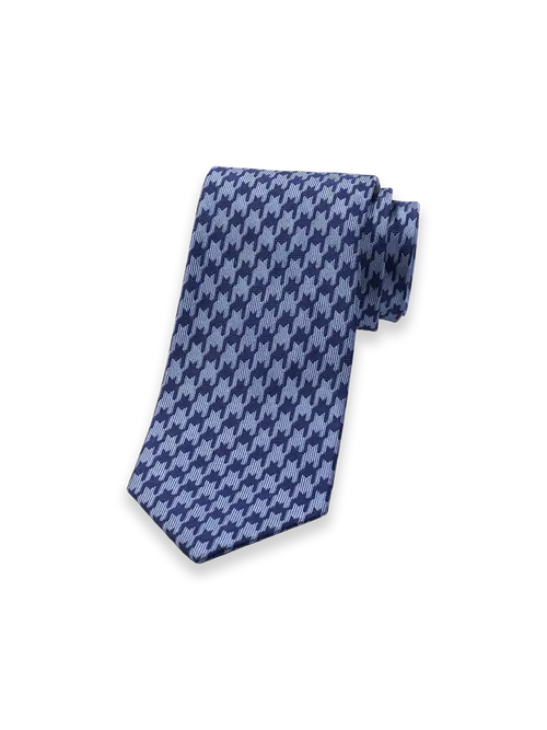 PAUL FREDRICK Patterned Woven Silk Neck Tie - Light Blue/navy