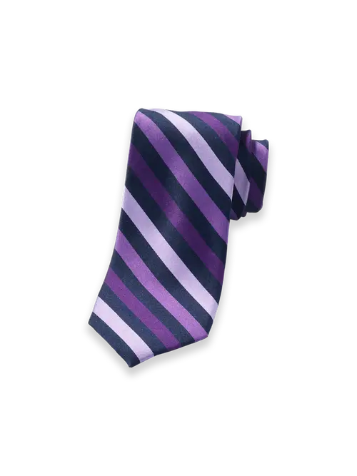 PAUL FREDRICK Patterned Woven Silk Neck Tie - Lilac/navy
