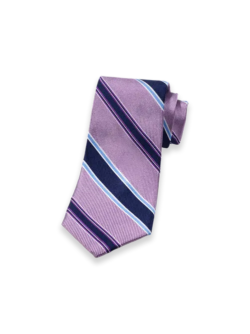 PAUL FREDRICK Patterned Woven Silk Neck Tie - Purple Multi