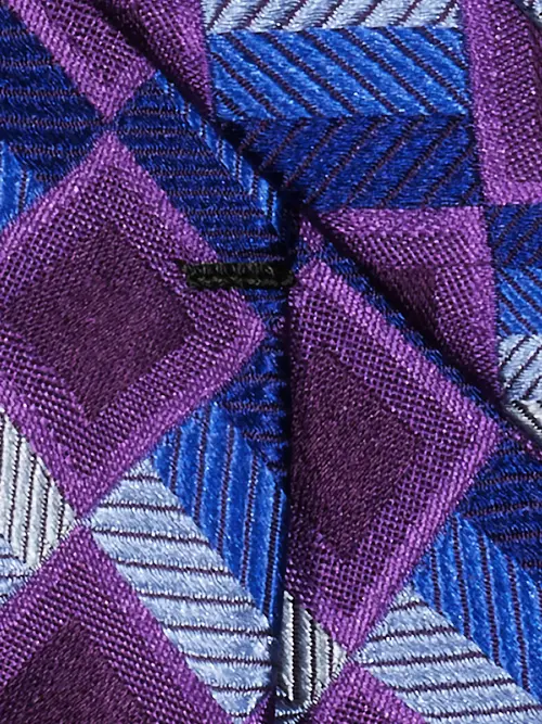 PAUL FREDRICK Patterned Woven Silk Neck Tie - Purple/blue Multi