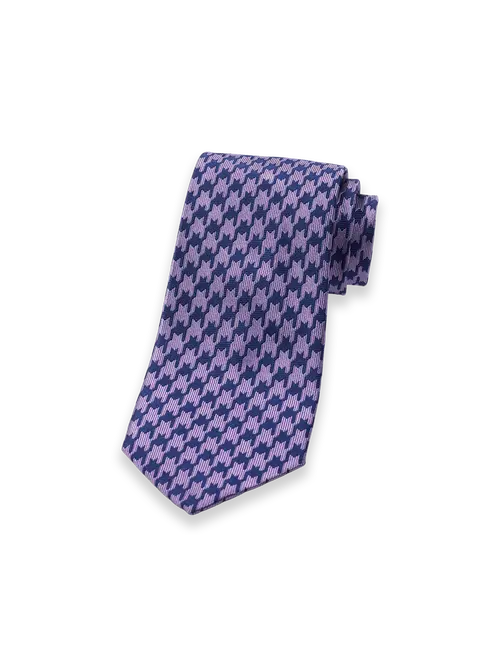 PAUL FREDRICK Patterned Woven Silk Neck Tie - Purple/navy