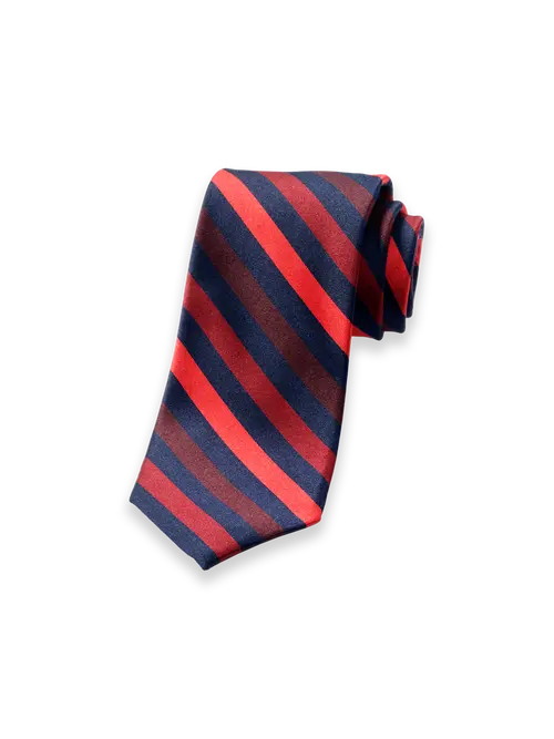 PAUL FREDRICK Patterned Woven Silk Neck Tie - Red/navy