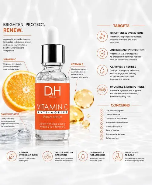 DR H Anti-ageing Vitamin C Facial Serum 30ml For Acne & Blemishes